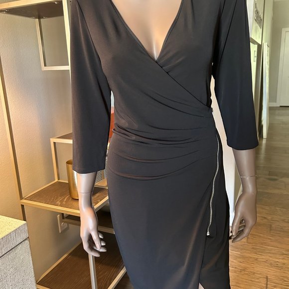 Express | Dresses | Express Black Dress With Exposed Side Zipperslit ...